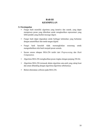 Fungsi Hash & Algoritma SHA-256 | PDF