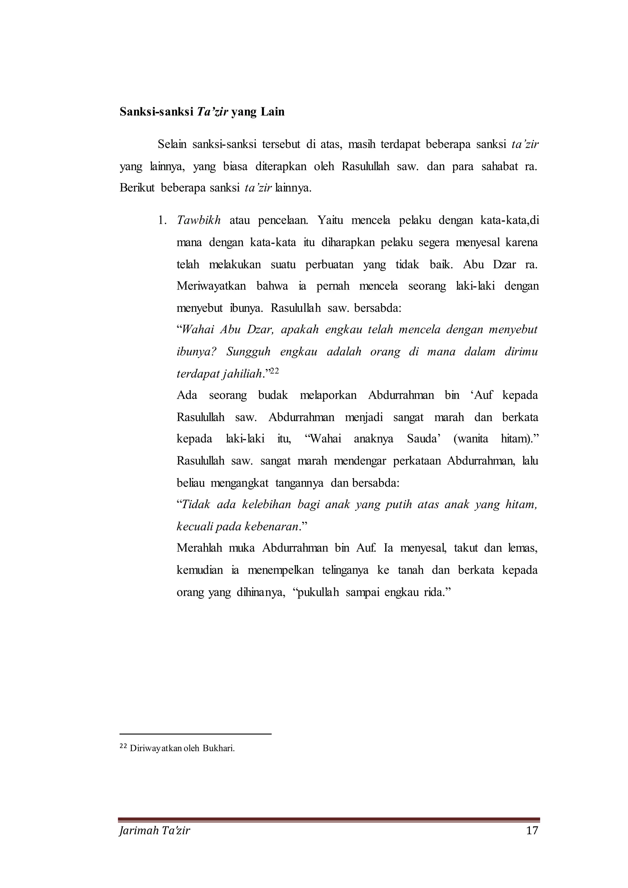 MAKALAH TA'ZIR FIQH JINAYAH PIDANA ISLAM | DOCX