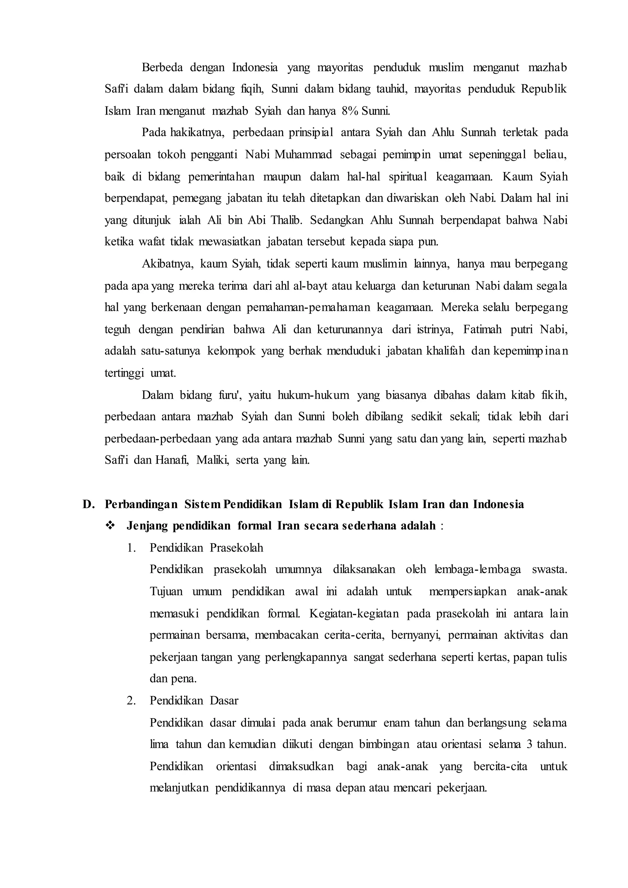 Perbandingan Pendidikan Islam di Indonesia dan Negara Iran | DOCX