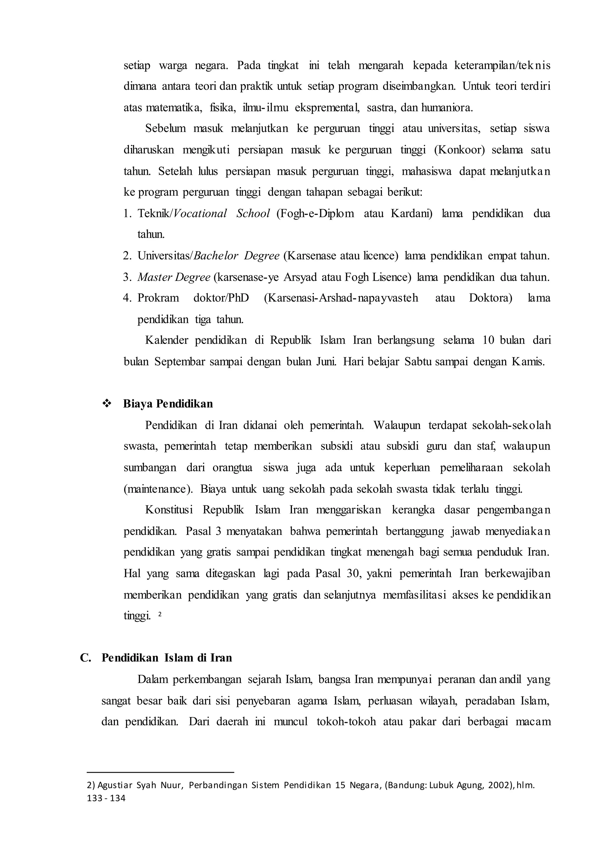 Perbandingan Pendidikan Islam di Indonesia dan Negara Iran | DOCX