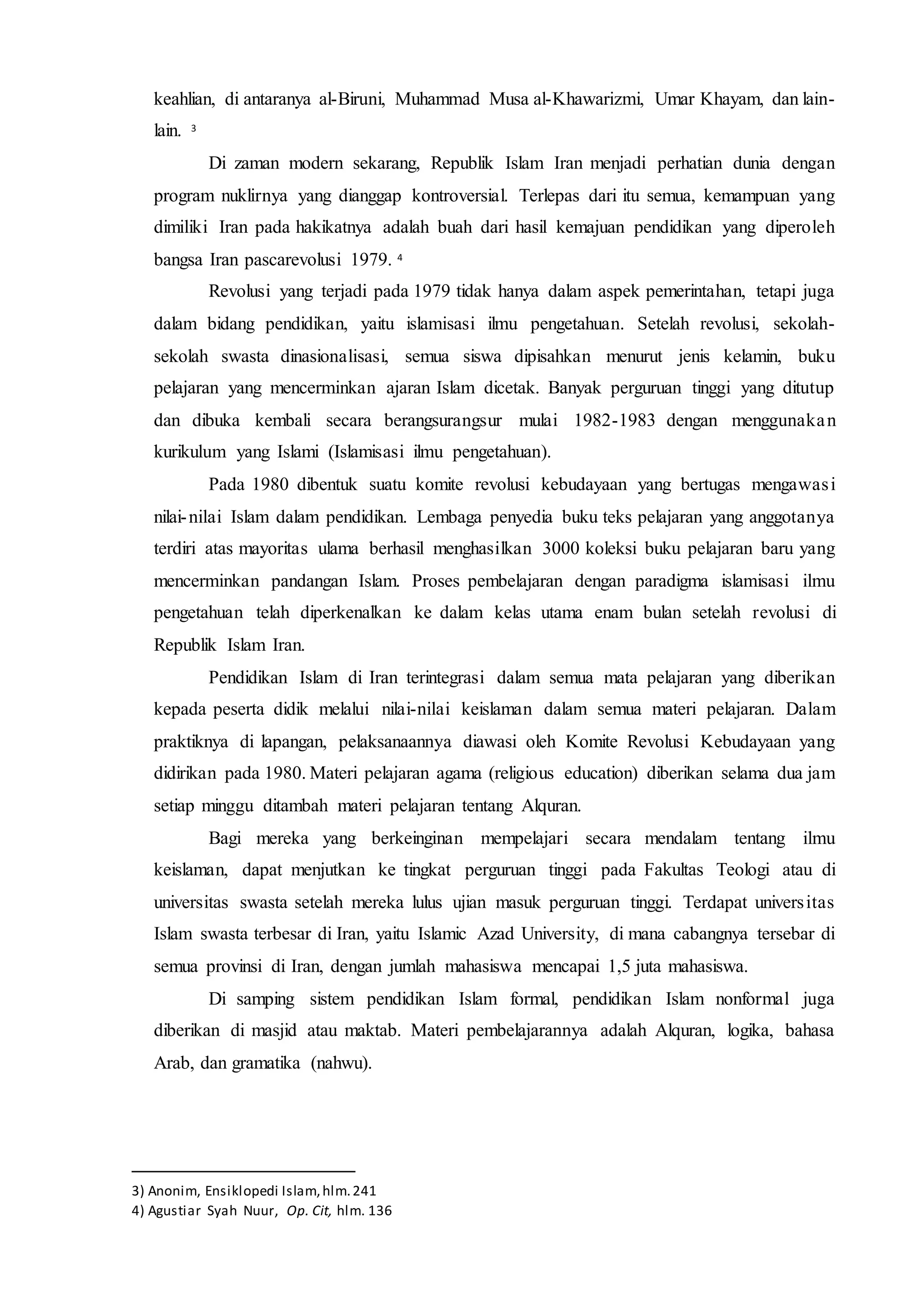 Perbandingan Pendidikan Islam di Indonesia dan Negara Iran | DOCX