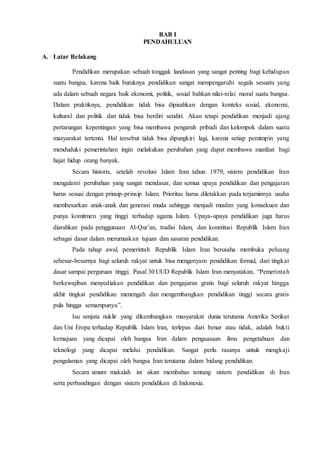 Perbandingan Pendidikan Islam di Indonesia dan Negara Iran | DOCX