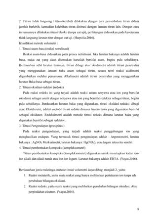 Makalah Pembakuan, Gravimetri dan Volumetri | PDF