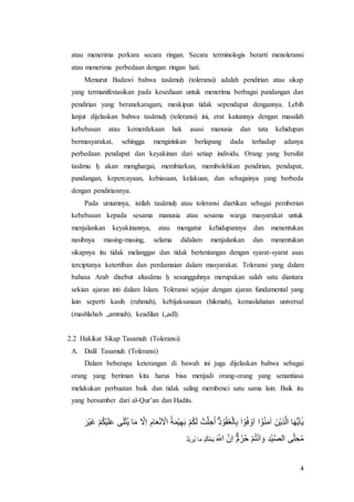 Makalah agama Tasamuh dan i'tidal | DOCX