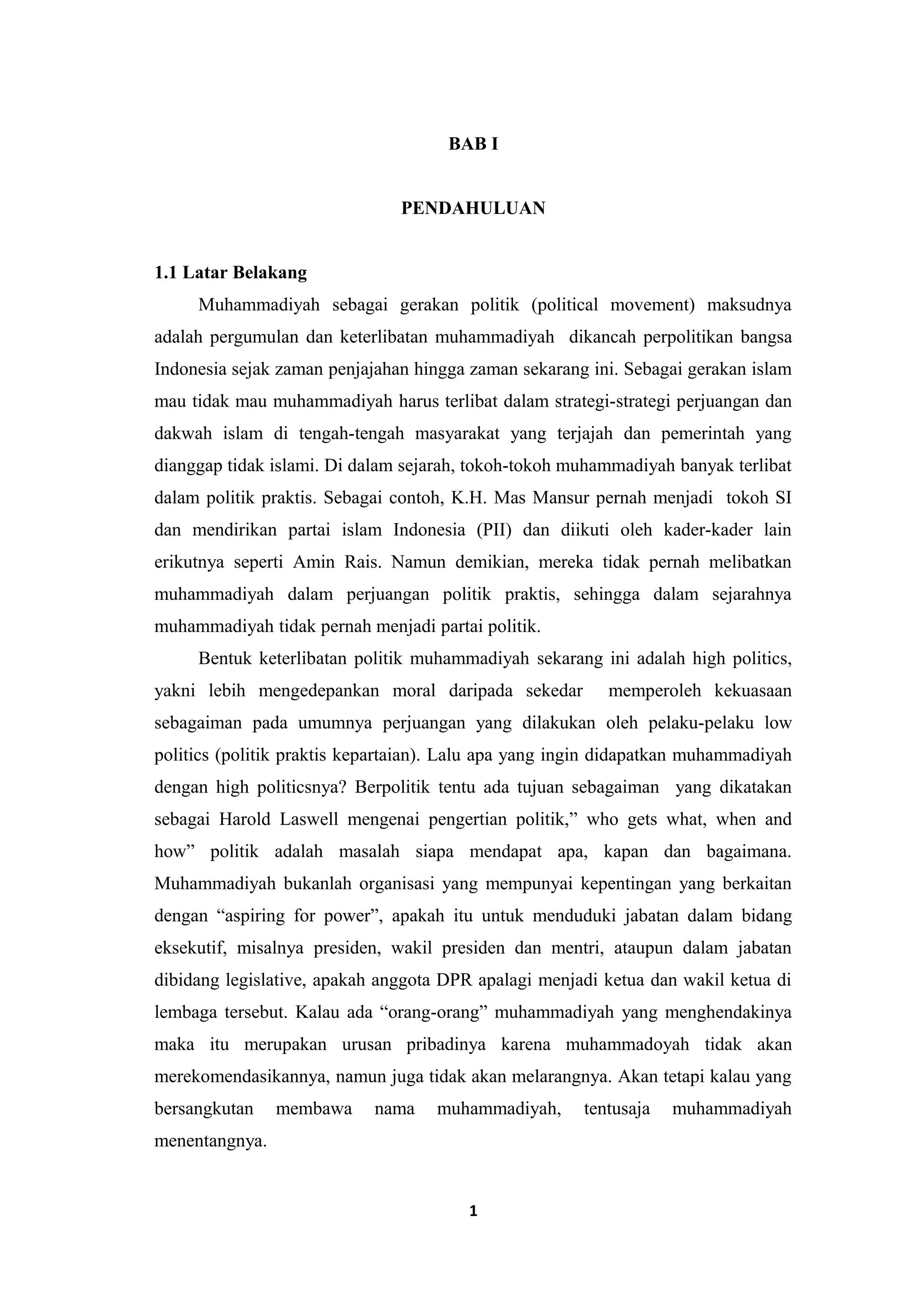 Muhammadiyah Sebagai Gerakan Politik (AIK 3) | DOC