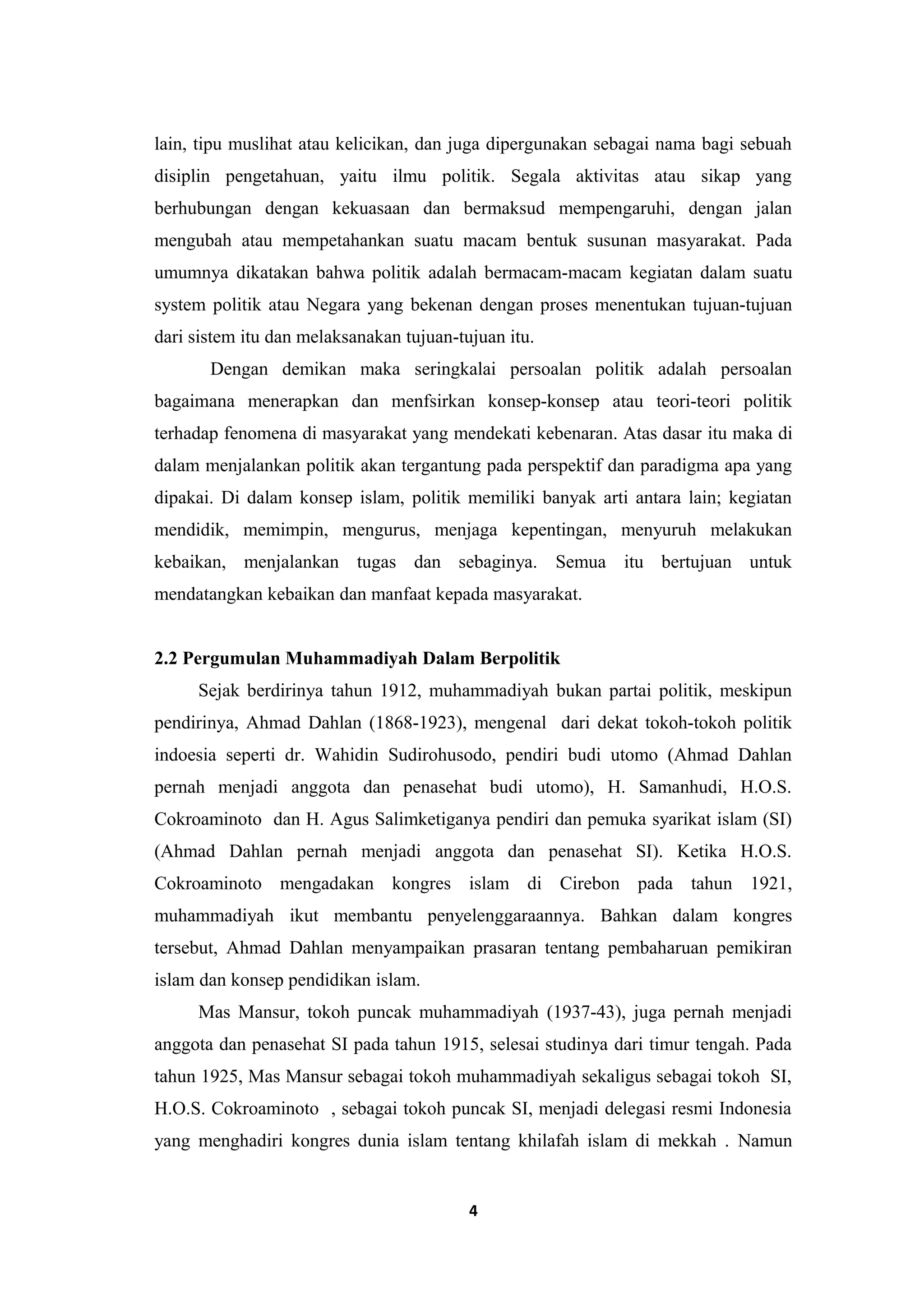 Muhammadiyah Sebagai Gerakan Politik (AIK 3) | DOC