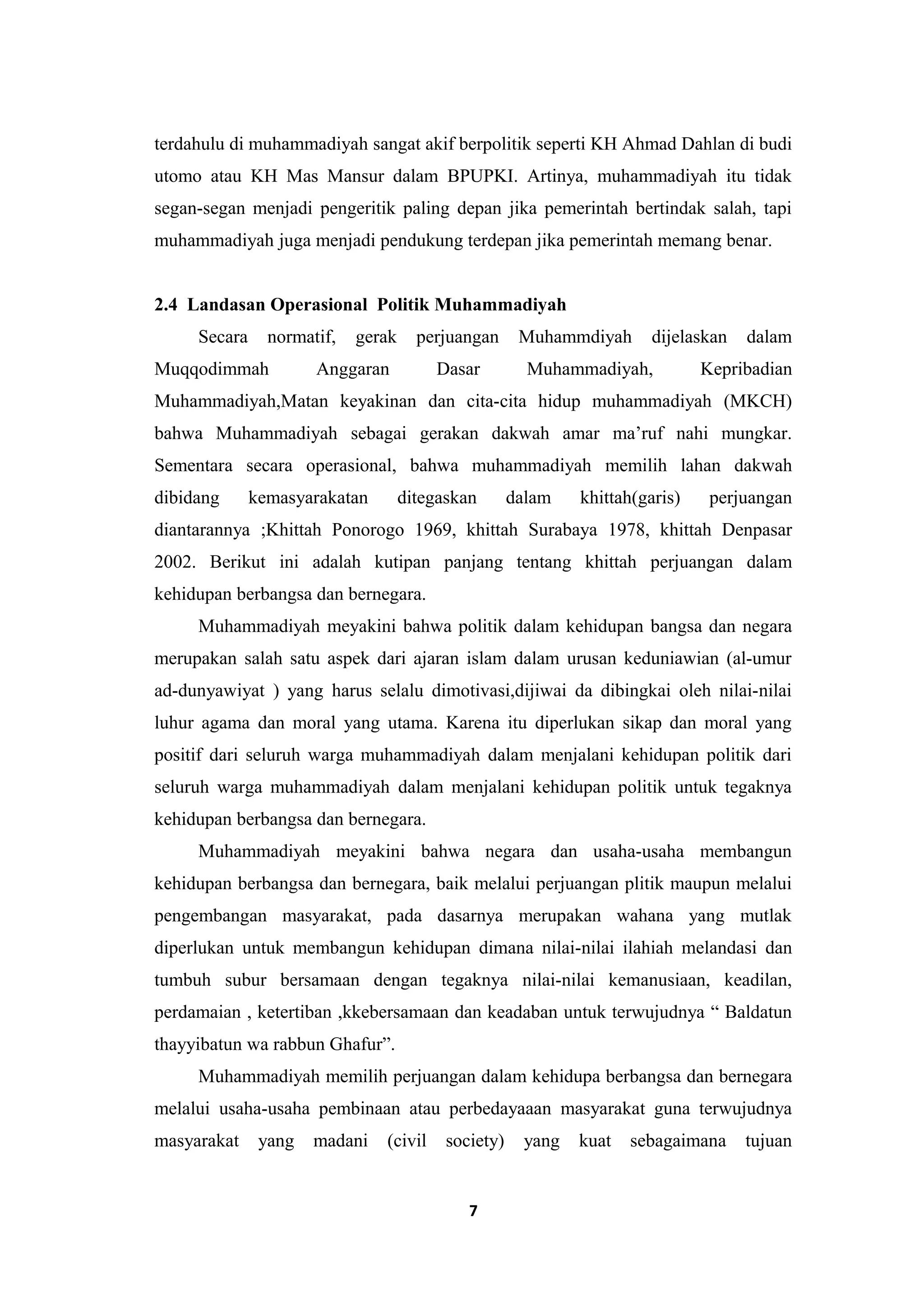 Muhammadiyah Sebagai Gerakan Politik (AIK 3) | DOC