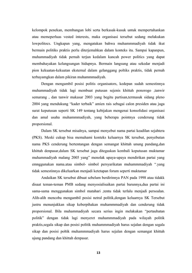 Muhammadiyah Sebagai Gerakan Politik (AIK 3) | DOC