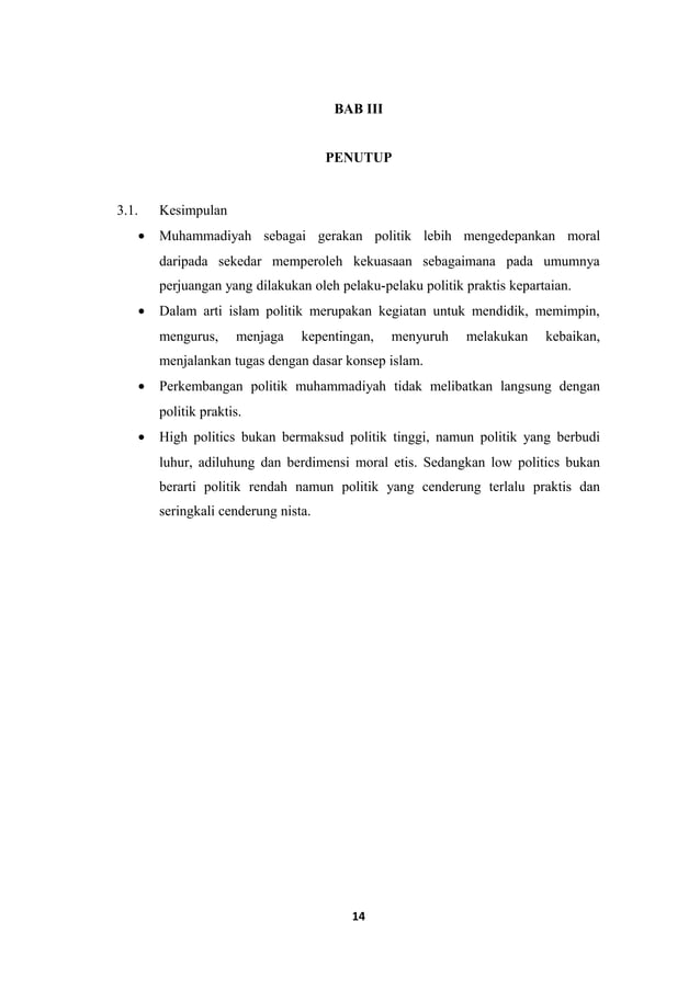 Muhammadiyah Sebagai Gerakan Politik (AIK 3) | DOC