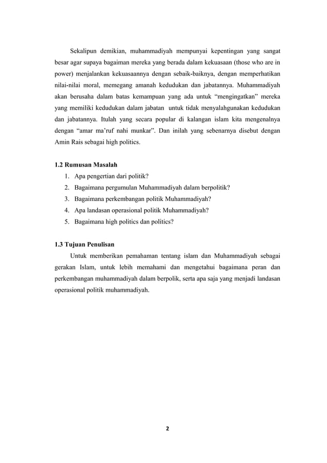 Muhammadiyah Sebagai Gerakan Politik (AIK 3) | DOC