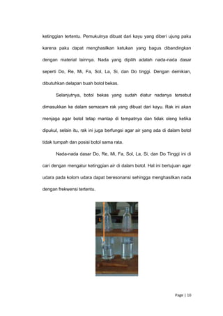 konsep pipa organa terbuka pada alat musik botol bekas | DOCX