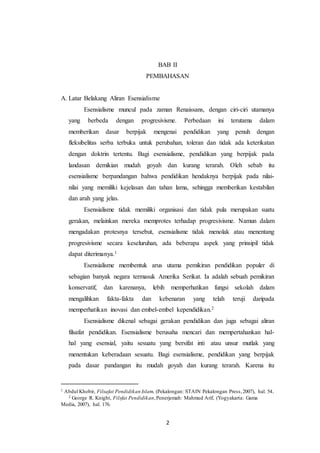 Makalah aliran esensialisme | DOCX