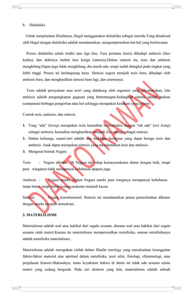 Makalah aliran filsafat idealisme materialisme pluralisme dualisme monisme eksistensialisme | DOCX