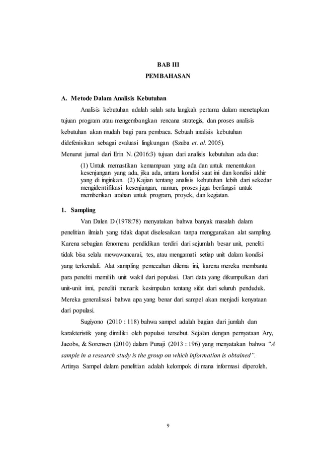 Metode Melakukan Analisis Kebutuhan Dalam Penelitian Pengembangan | DOCX