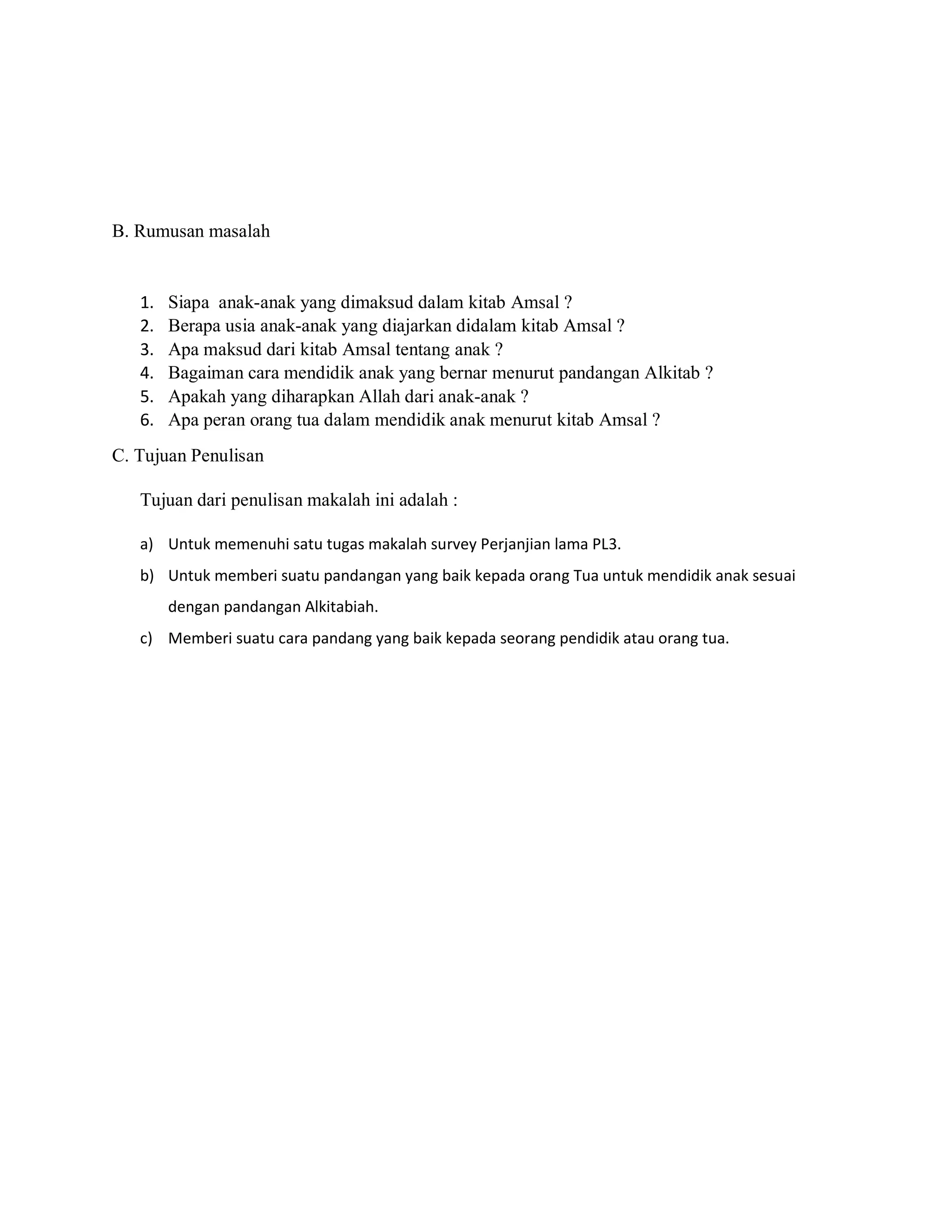 MAKALAH apa yang disebut anak anak dalam buku kitab amsal 1 | PDF