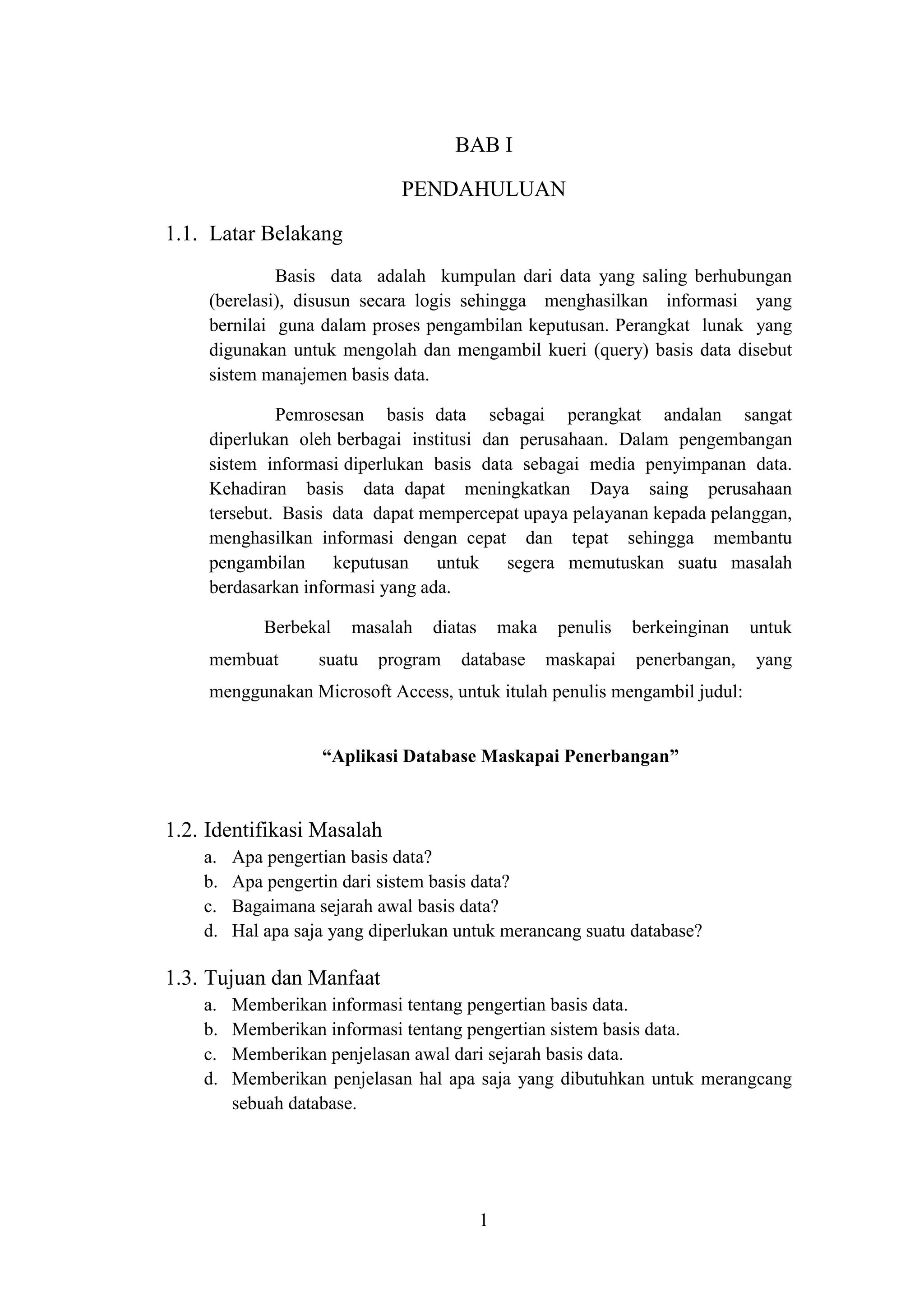 Makalah Aplikasi Database Maskapai Penerbangan | PDF