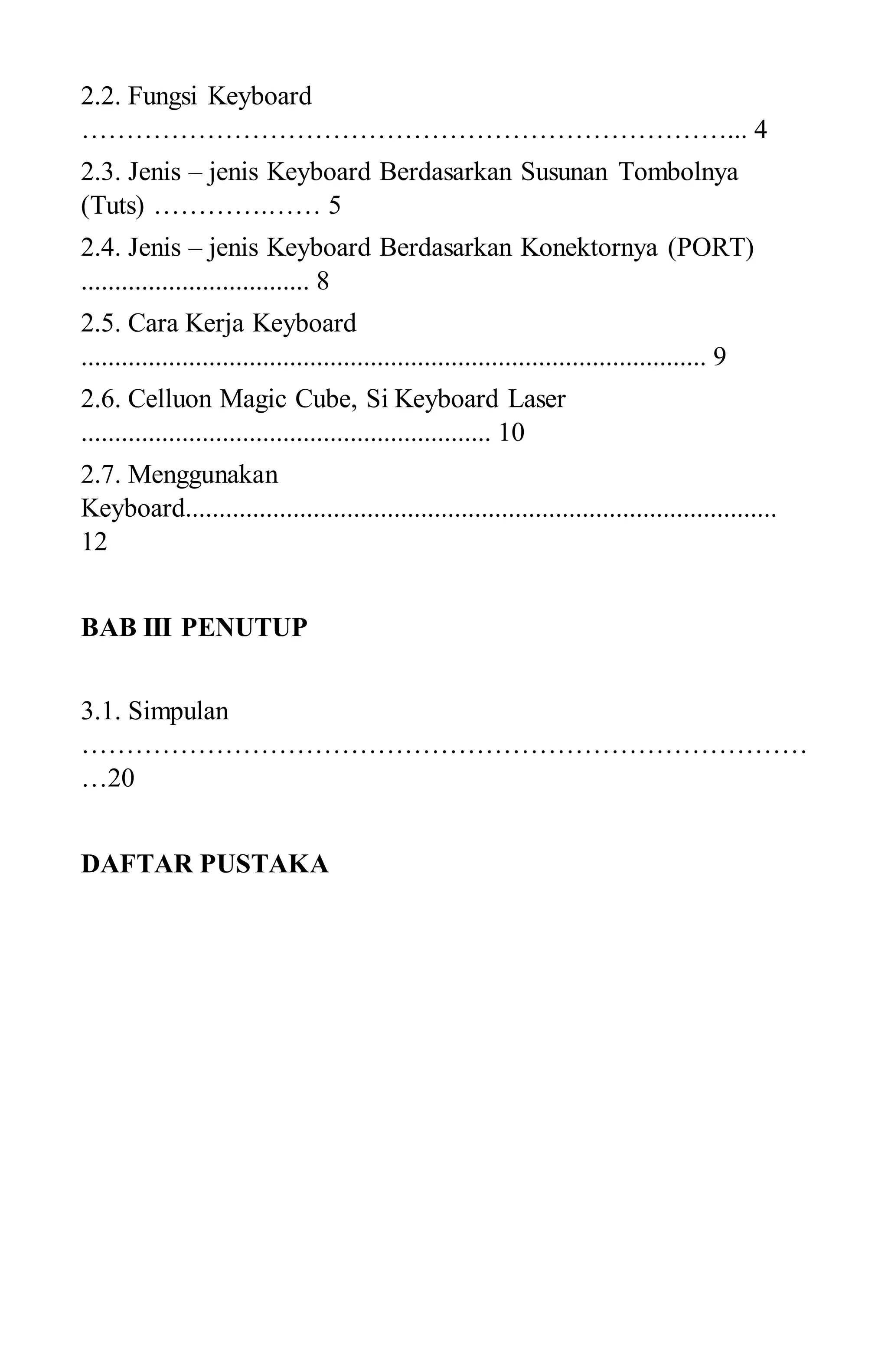 Makalah aplikasi komputer keyboard | DOCX