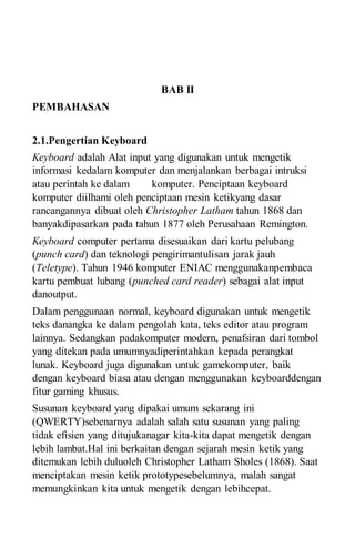 Makalah aplikasi komputer keyboard | DOCX