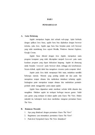 Makalah applet (guess the view) | DOCX