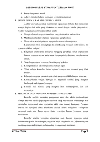 Makalah auditing ii kelompok 8 tahap penyelesaian audit (jiantari c 301 ...