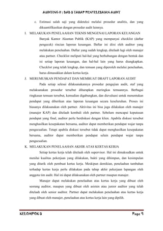 Makalah auditing ii kelompok 8 tahap penyelesaian audit (jiantari c 301 09 013) | DOCX