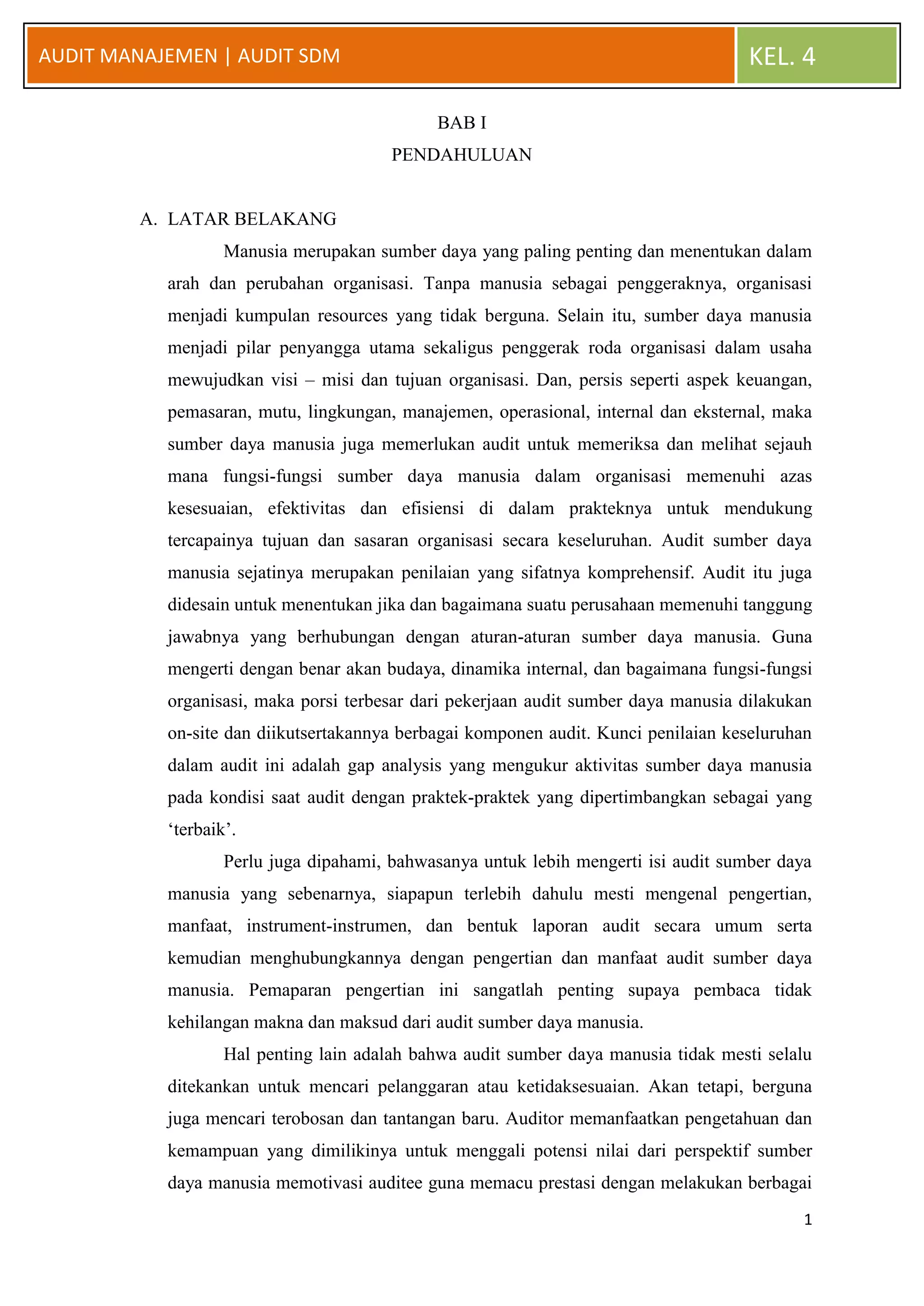 Makalah audit manajemen audit sumber daya manusia (jiantari c 301 09 013) | DOCX