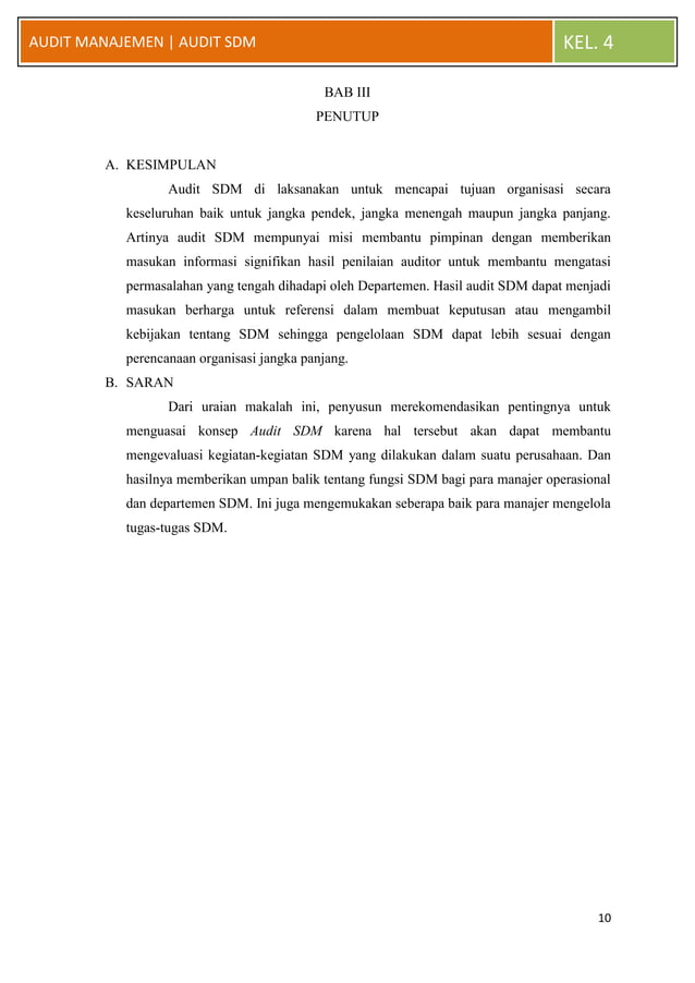 Makalah audit manajemen audit sumber daya manusia (jiantari c 301 09 013) | DOCX