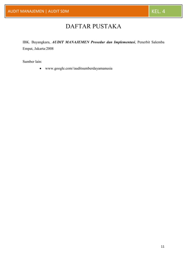 Makalah audit manajemen audit sumber daya manusia (jiantari c 301 09 013) | DOCX