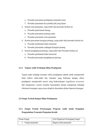 Makalah audit terhadap siklus pendapatan : pengujian pengendalian | PDF