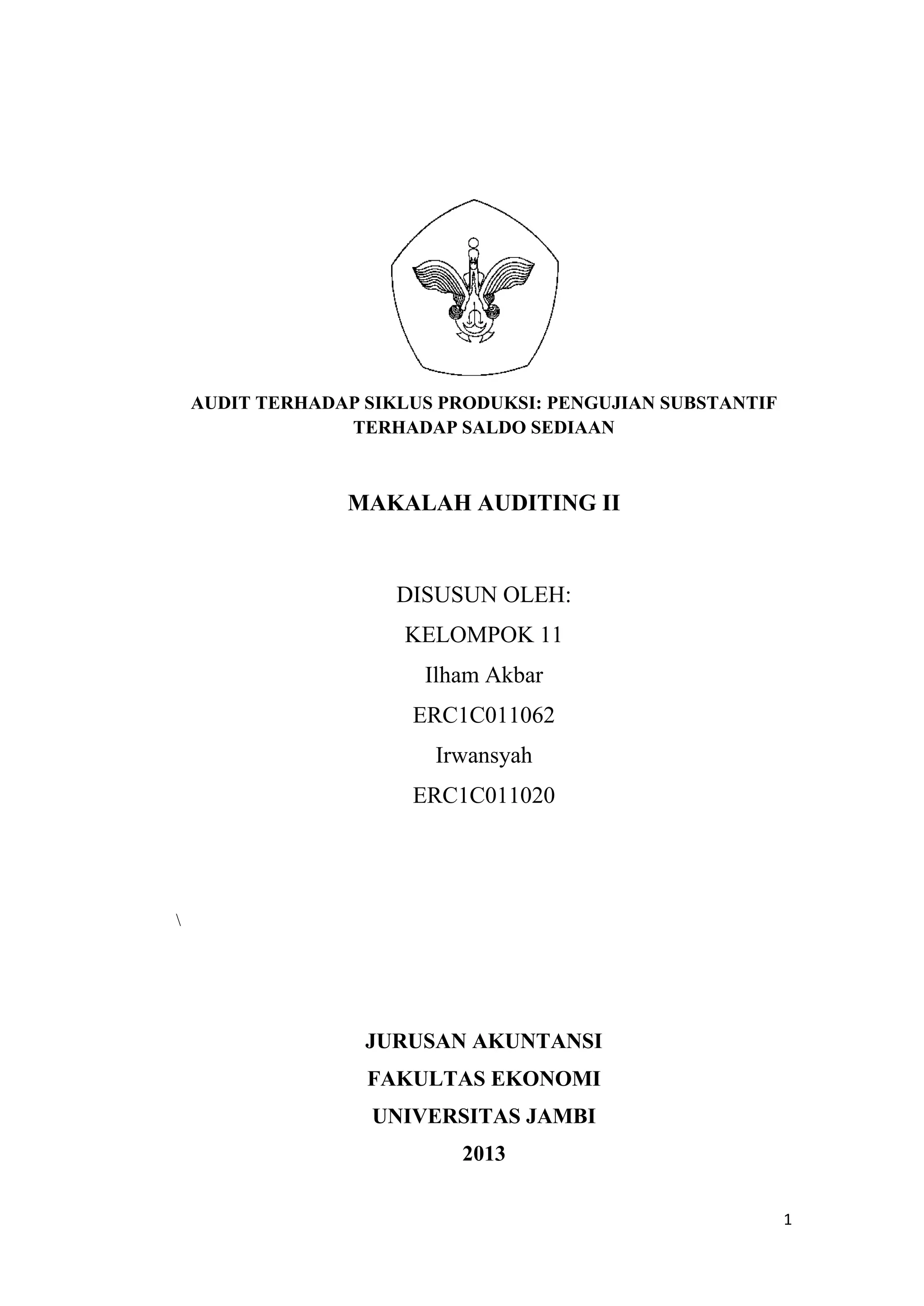 Makalah audit terhadap siklus produksi, pengujian substantif terhadap ...