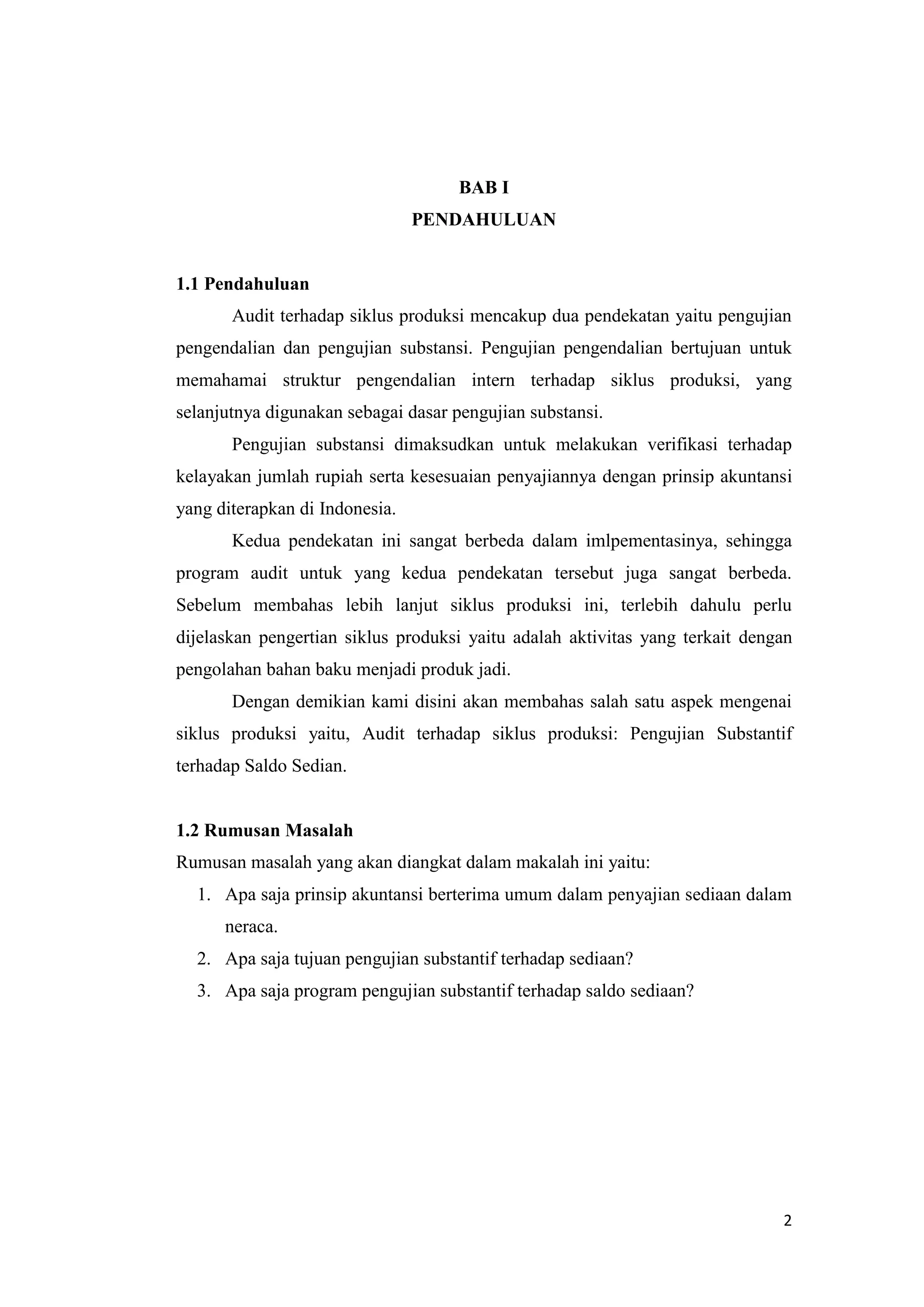 Makalah audit terhadap siklus produksi, pengujian substantif terhadap ...