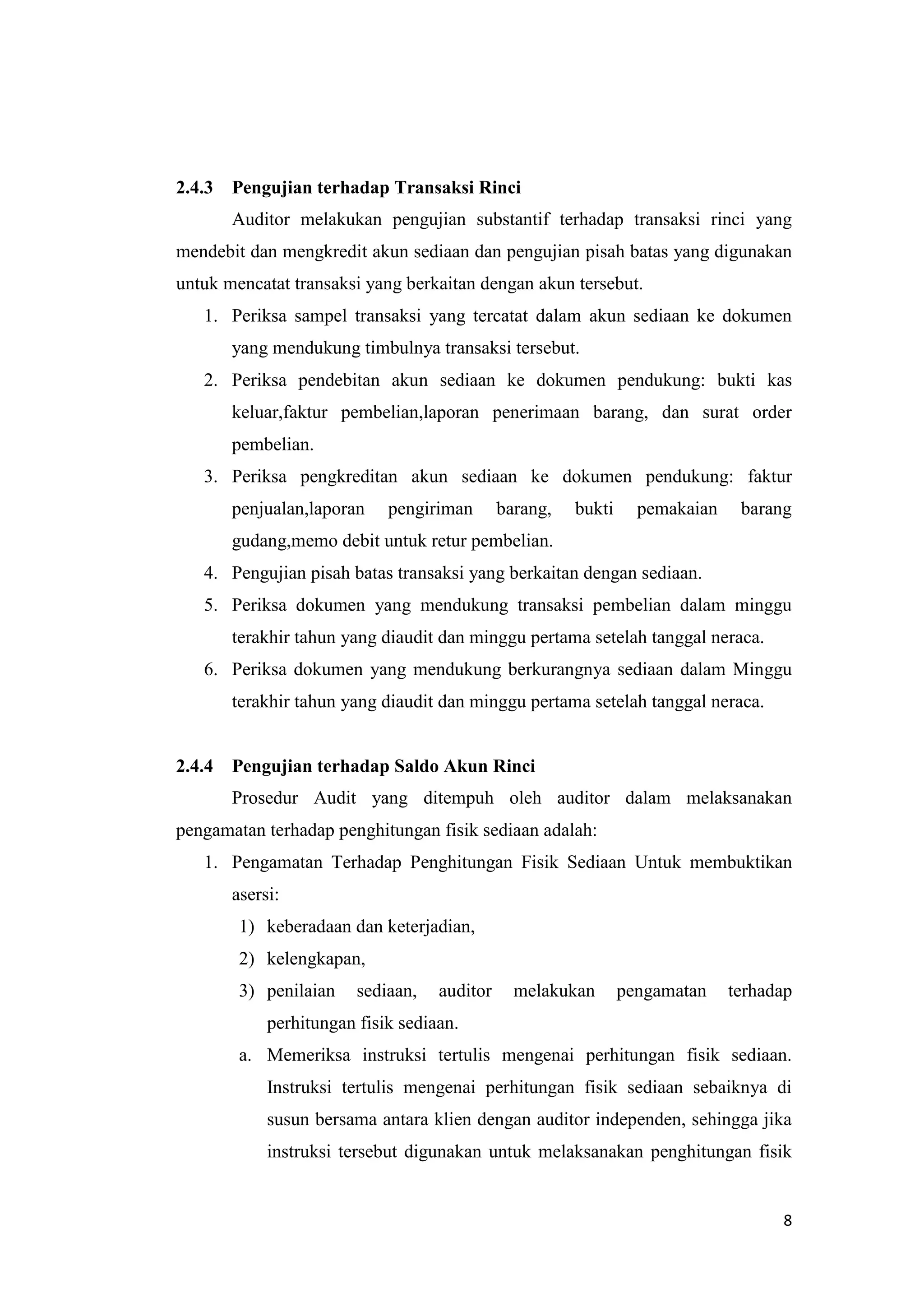 Makalah audit terhadap siklus produksi, pengujian substantif terhadap ...
