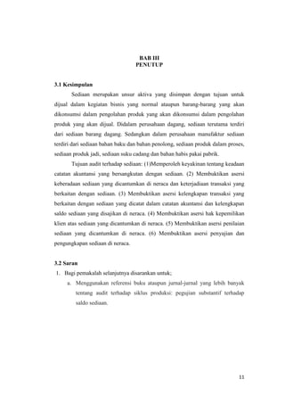 Makalah audit terhadap siklus produksi, pengujian substantif terhadap ...