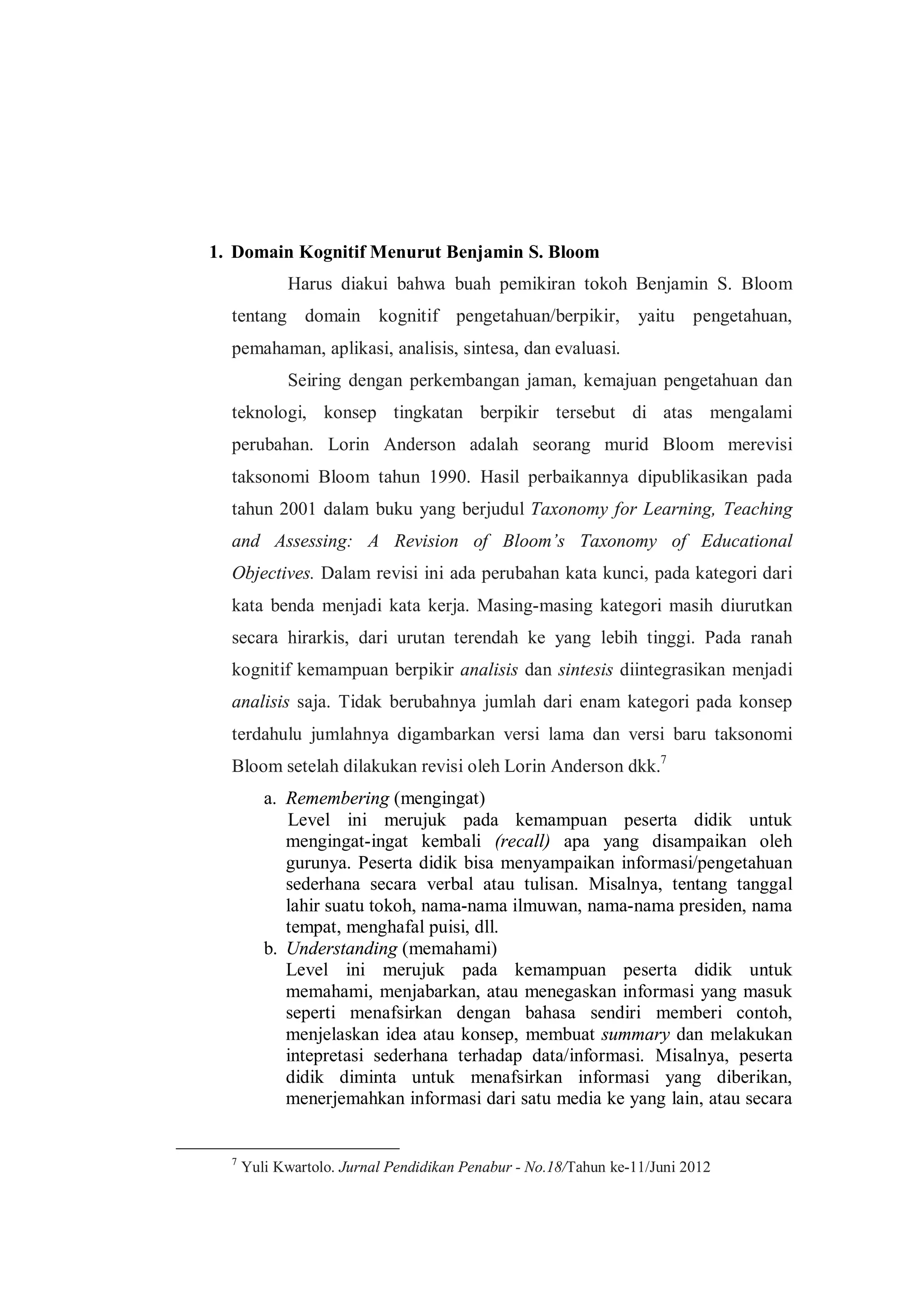 Imam Susanto (Taksonomi Bloom) | PDF