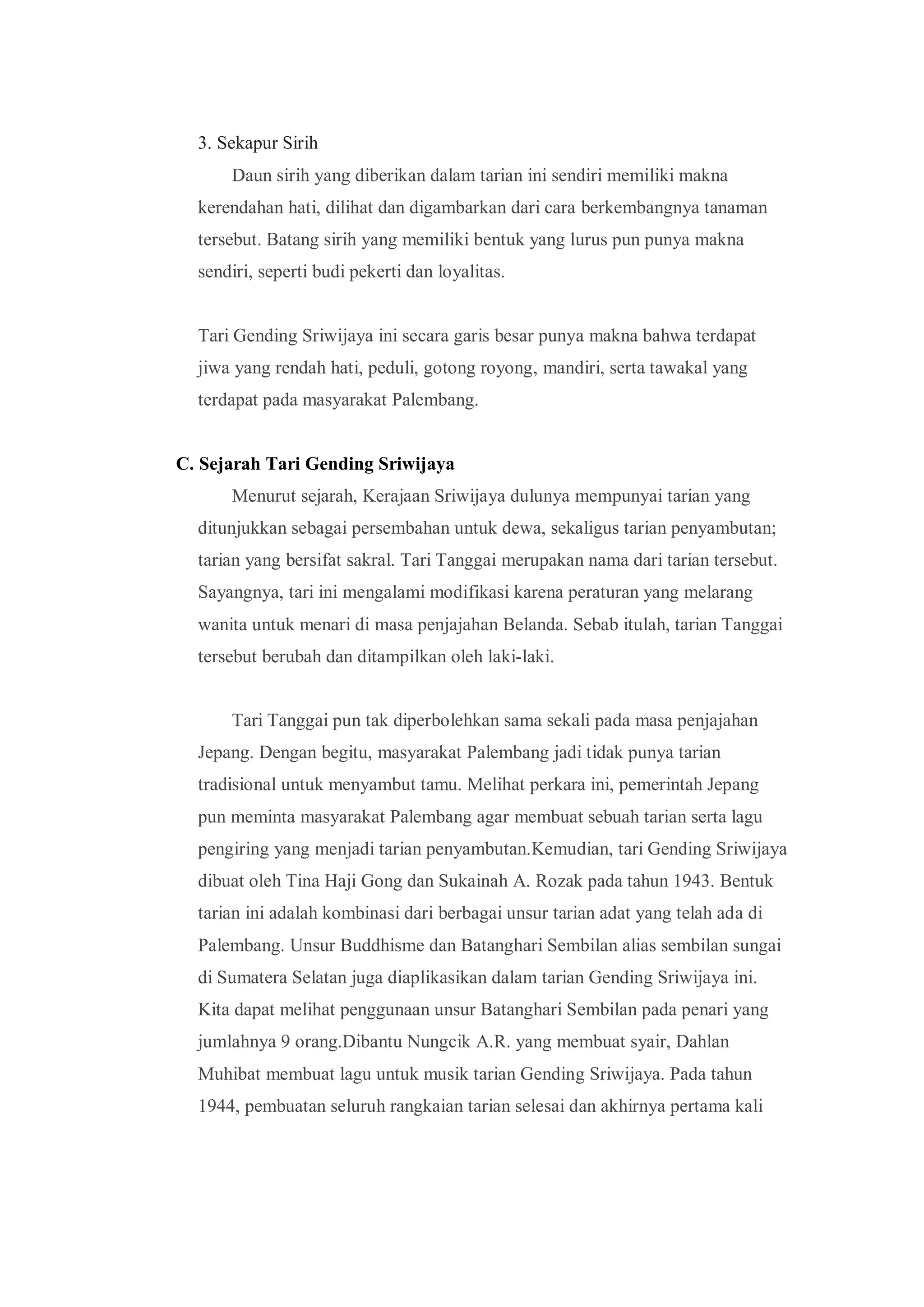 MAKALAH Mengenal Tarian dari sumatera selatan | PDF