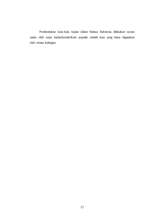 Makalah bahasa indonesia kata kajian, kata populer, kata denotasi | DOCX