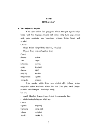 Makalah bahasa indonesia kata kajian, kata populer, kata denotasi | DOCX