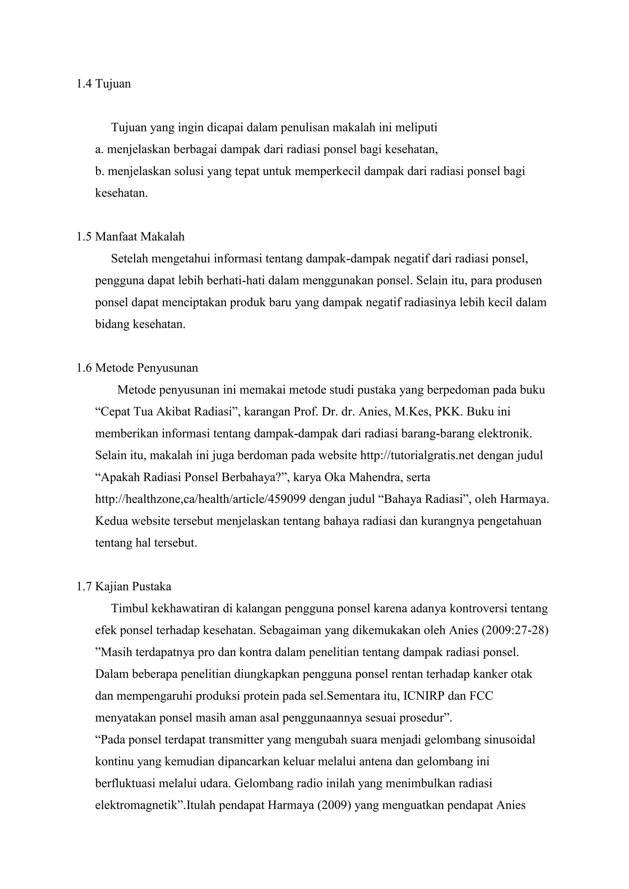 Makalah bahaya radiasi ponsel | DOCX