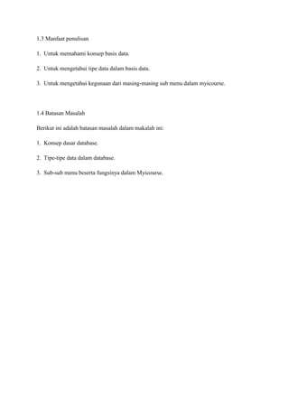 Makalah Basis Data (Myicourse) | PDF