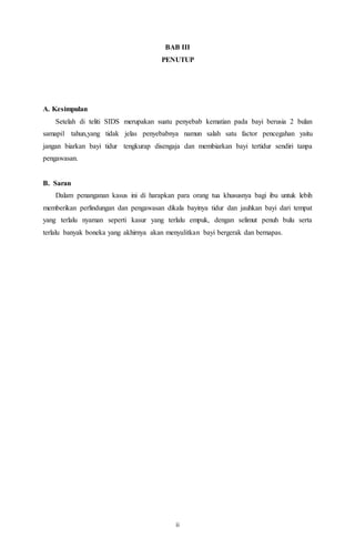 Makalah bayi meninggal mendadak | DOCX