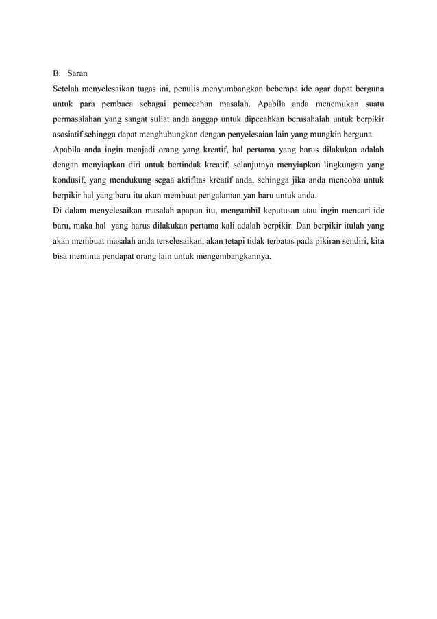 Makalah berpikir ilmiah dan bertindak kreatif | DOCX