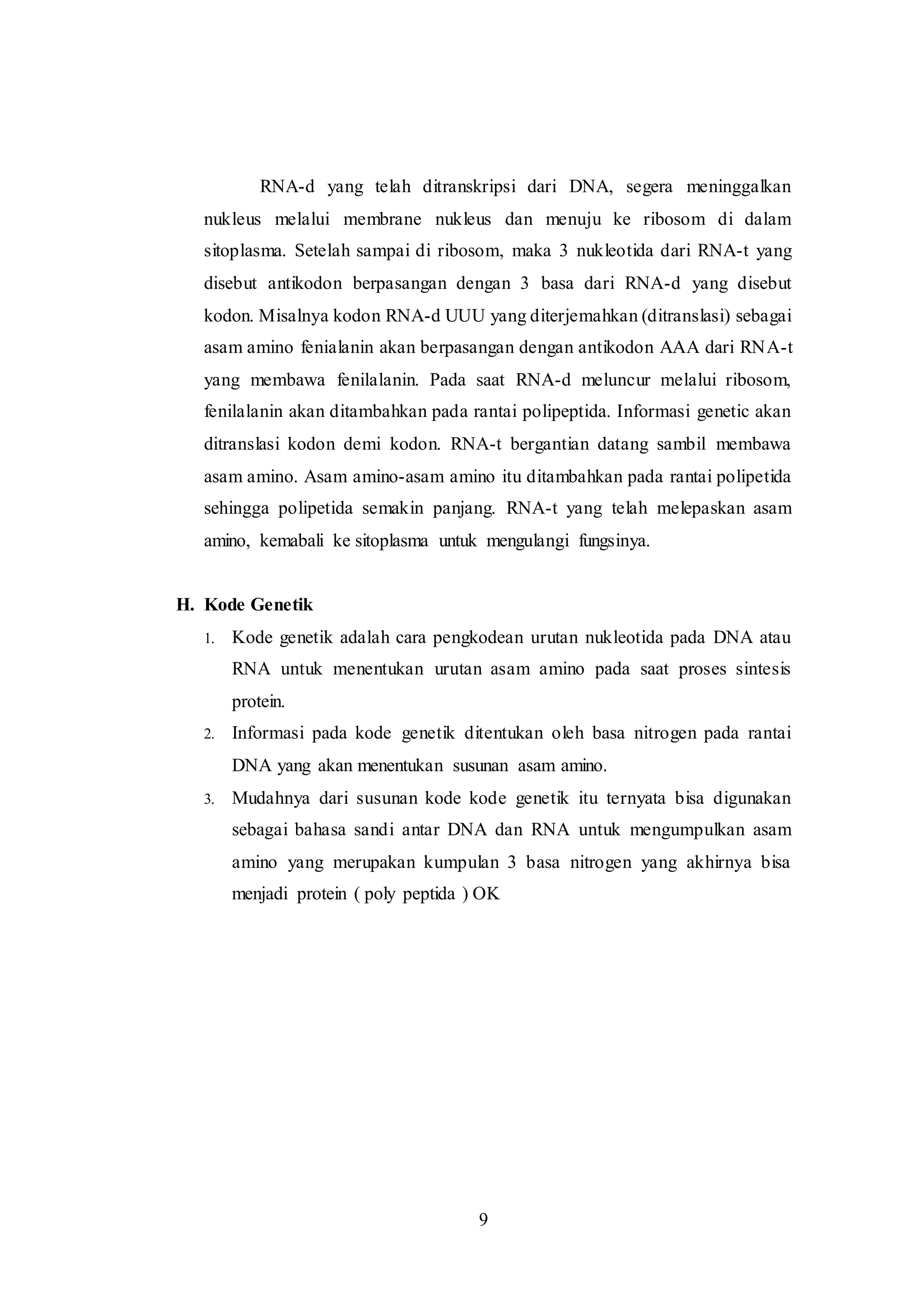 Makalah biokimia tentang dna dan rna | DOCX