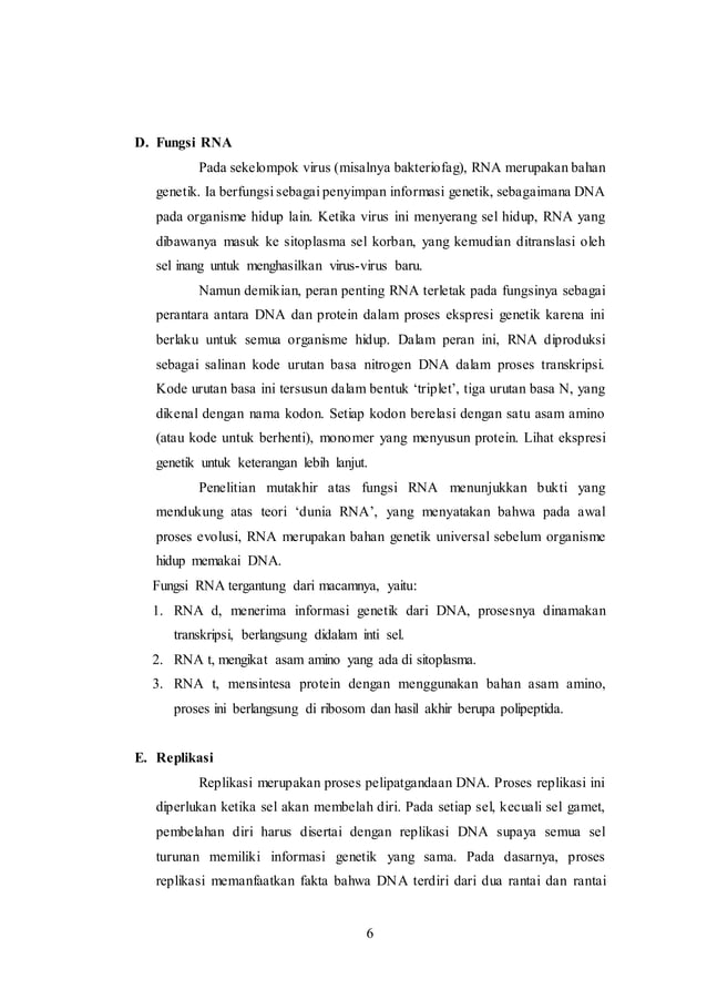 Makalah biokimia tentang dna dan rna | DOCX