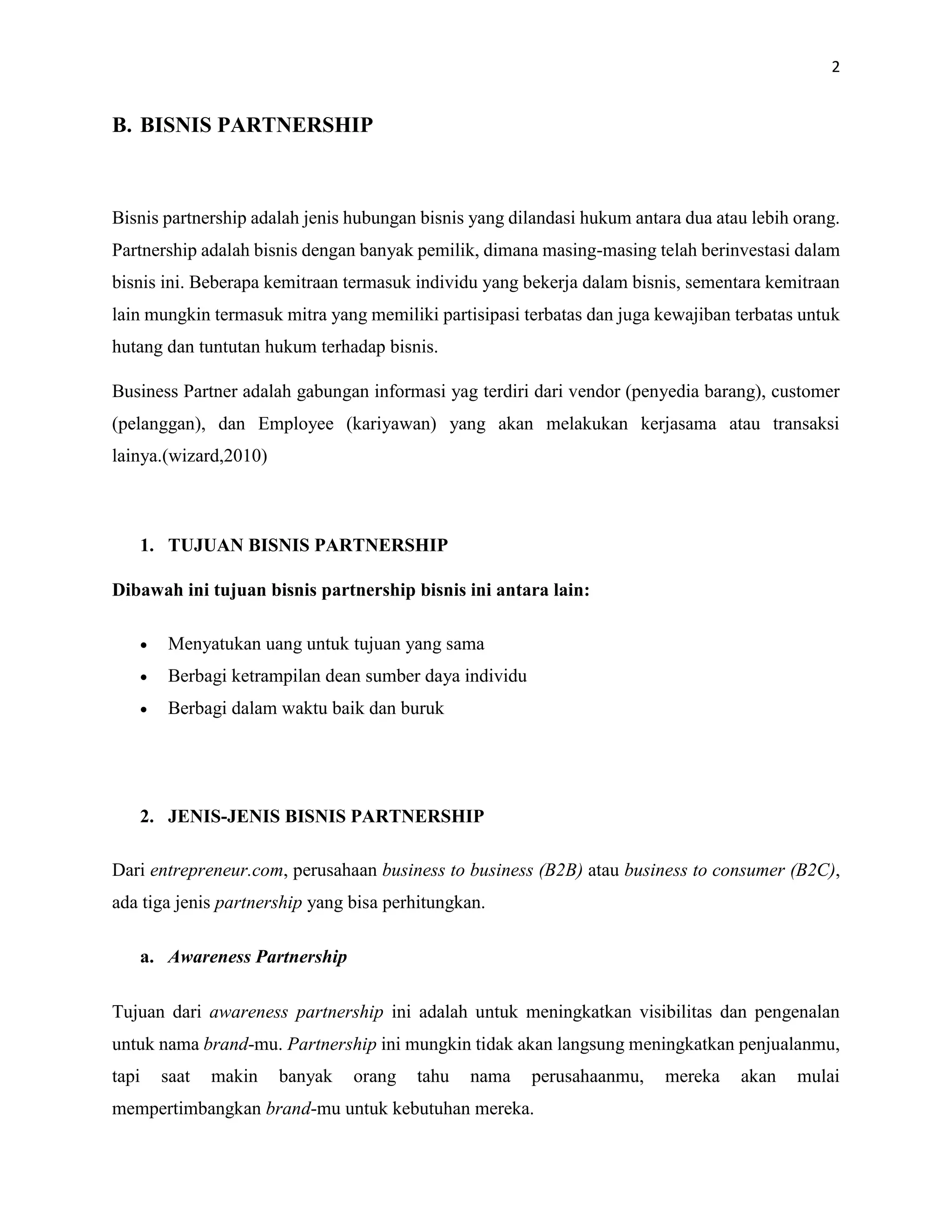 Makalah bisnis partnership | PDF