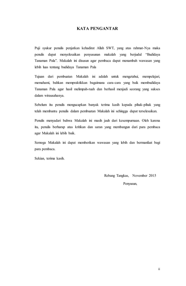 Makalah budidaya tanaman pala | DOCX