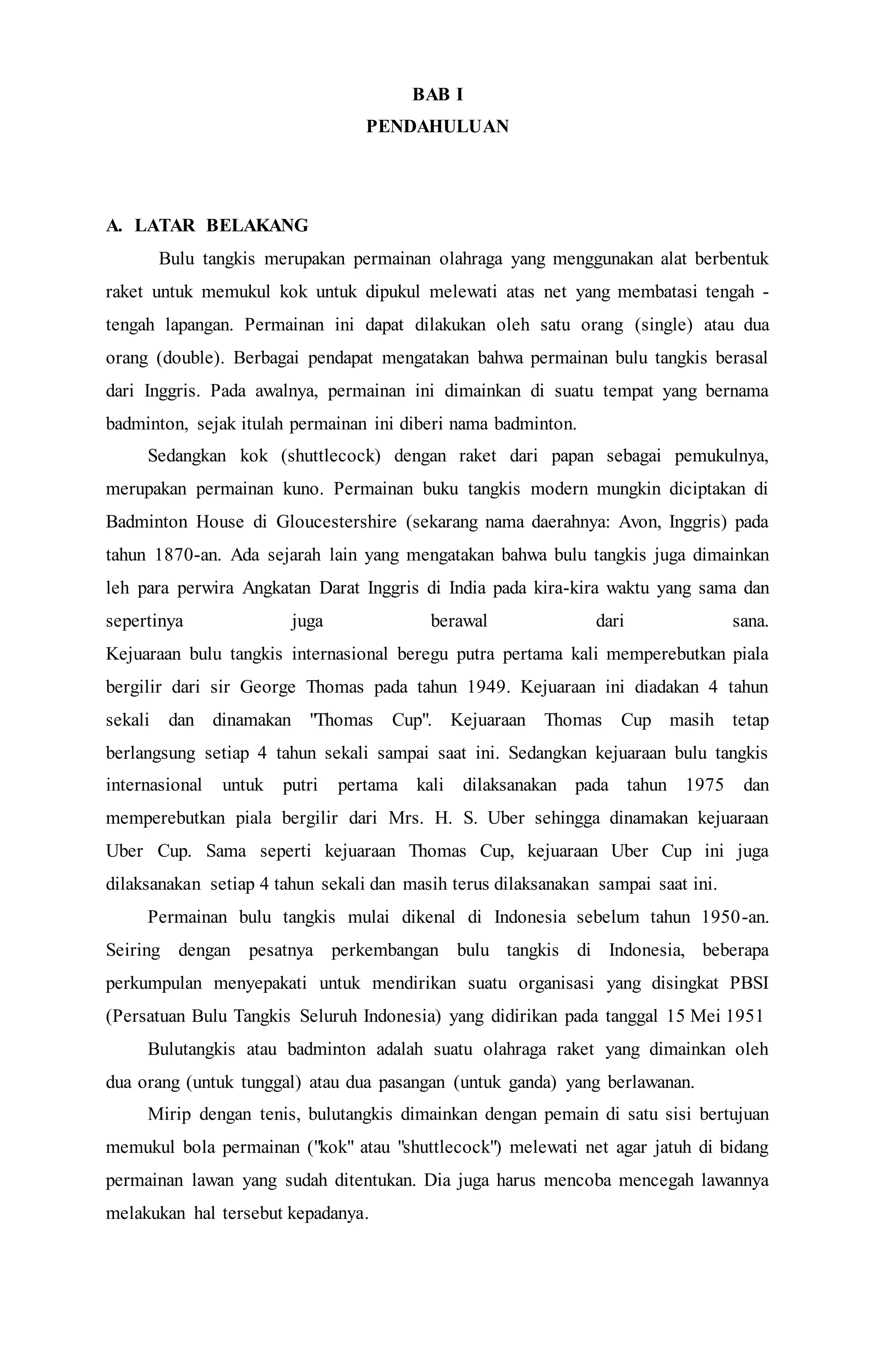 Makalah bulu tangkis sma negeri 2 raha | DOCX