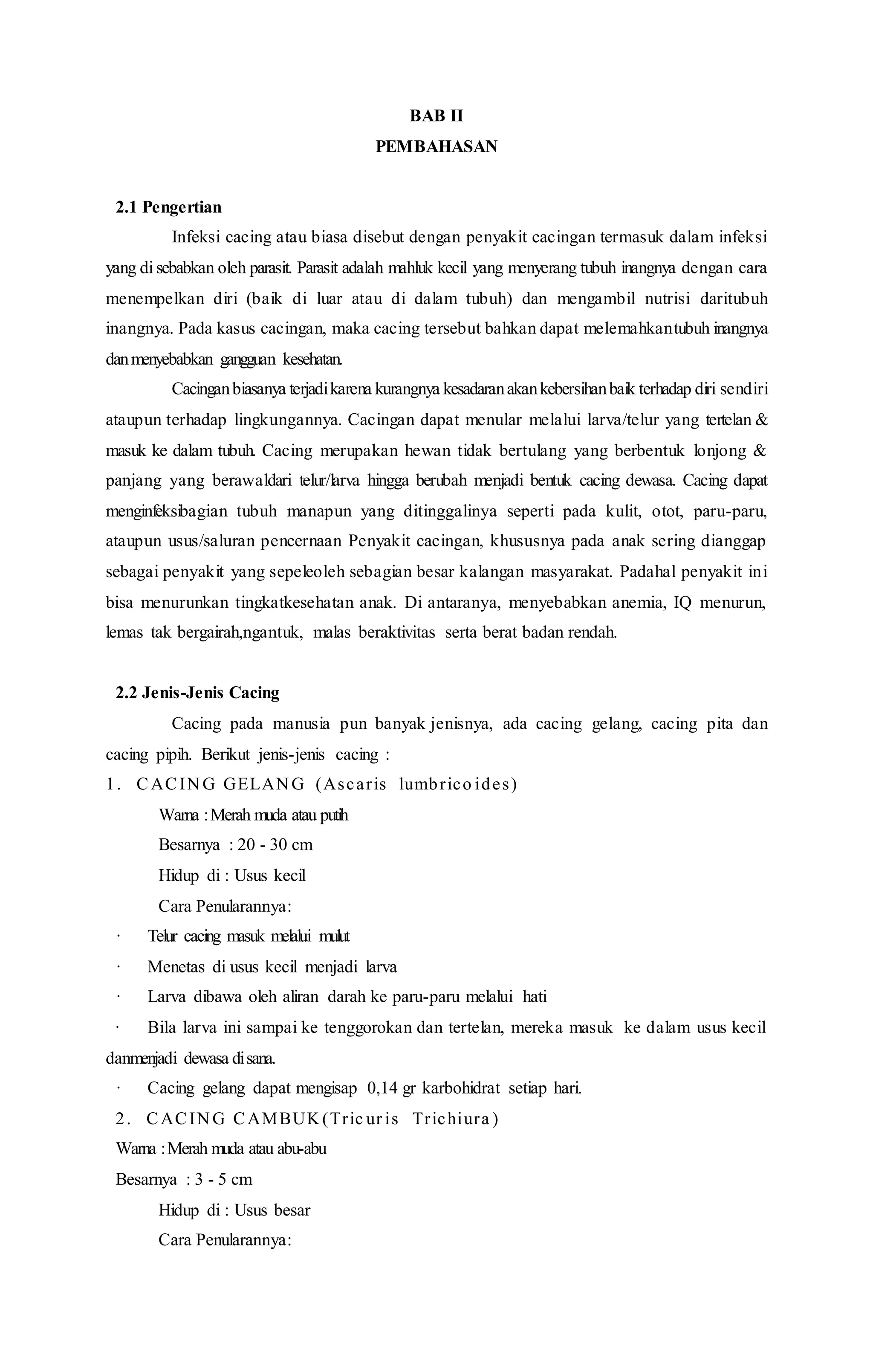 Makalah cacing | DOCX