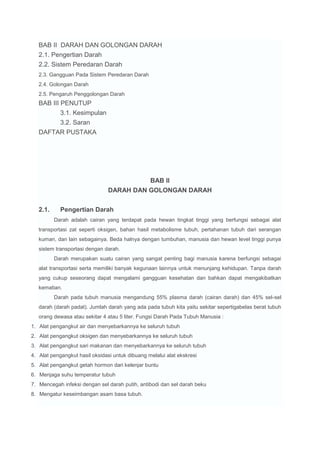 Makalah darah dan golongan darah | DOCX