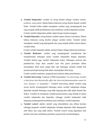 Dasar - dasar penelitian, variabel dan hipotesis | DOCX