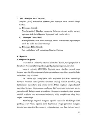 Dasar - dasar penelitian, variabel dan hipotesis | DOCX
